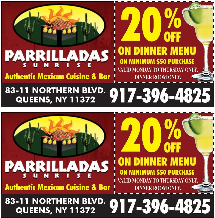 20% OFF ON DINNER MENU ON MINIMUM $50 PURCHASE | Online Printable ...