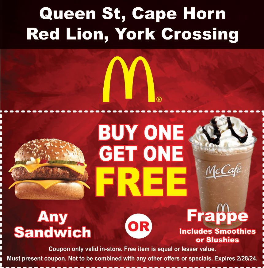BUY ONE, GET ONE FREE QUARTER POUNDER, BIG MAC OR FILET-O-FISH SANDWICH ...